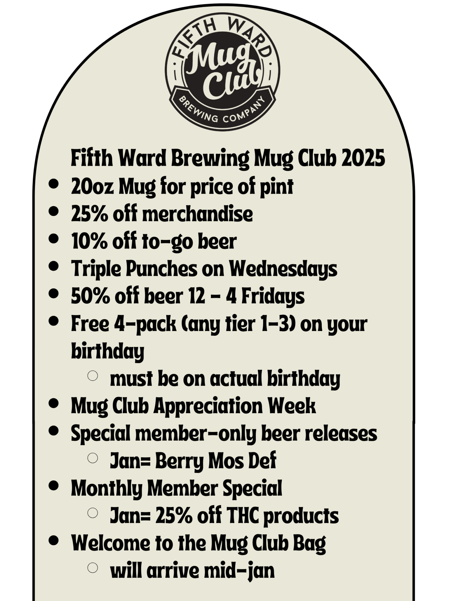 Mug Club Membership - Fifth Ward Brewing